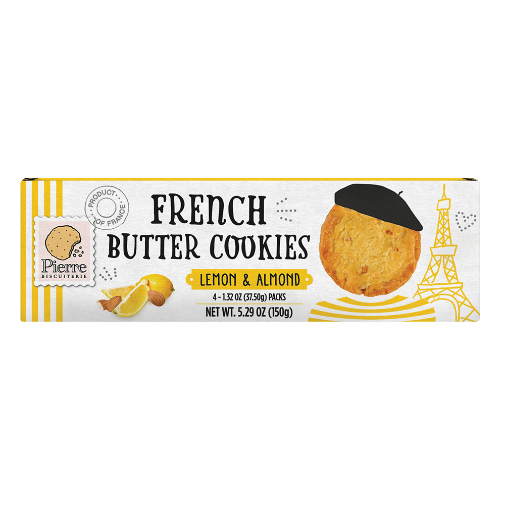 Pierre French Butter Cookies With Lemon & Almond 5.29 oz Box | Nassau Candy