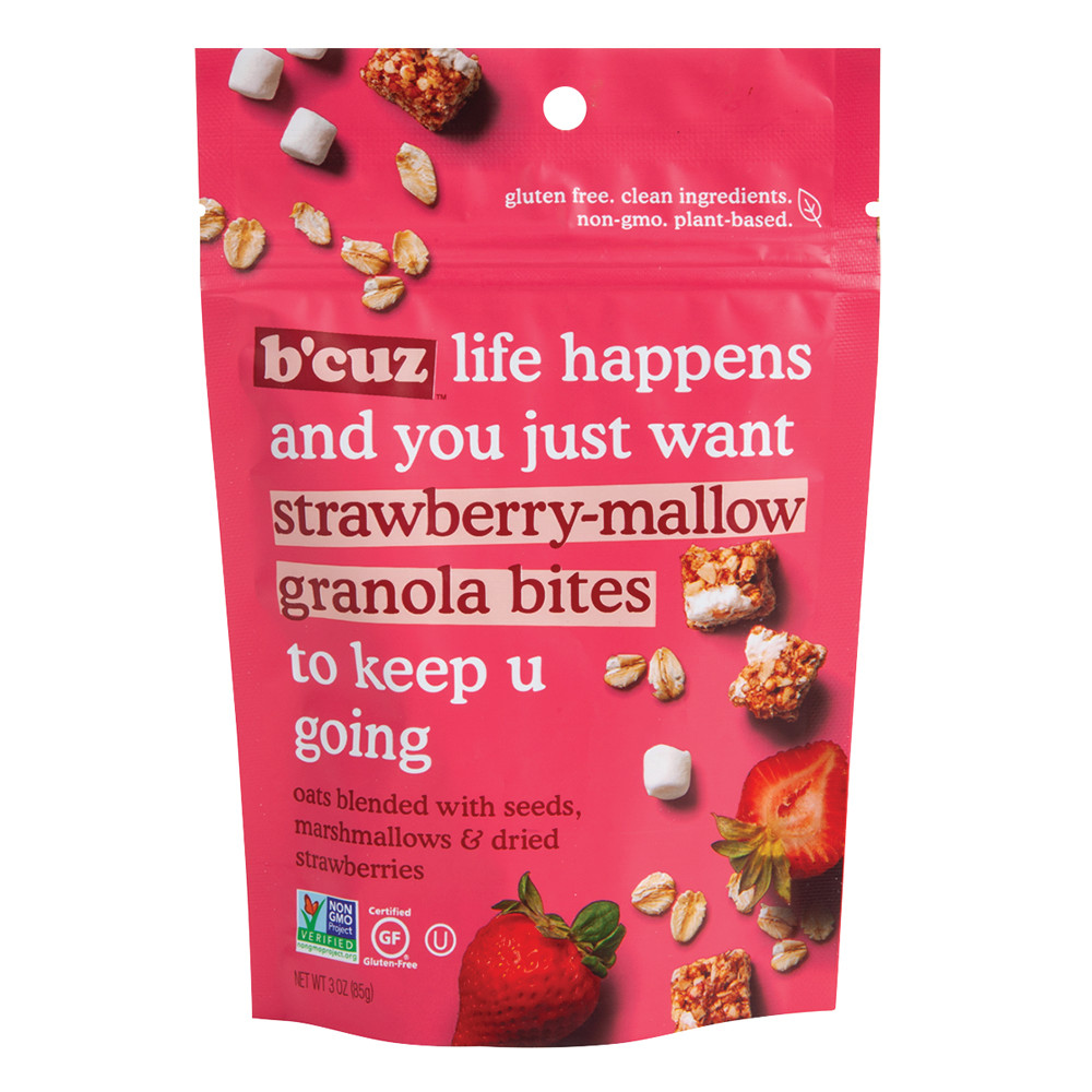 B'cuz Granola Bites Strawberry-Mallow 3 oz Pouch | Nassau Candy