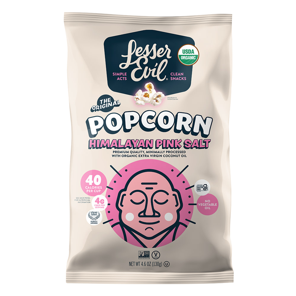 Lesser Evil Organic Himalayan Pink Salt Popcorn 4 6 Oz Bag Nassau Candy