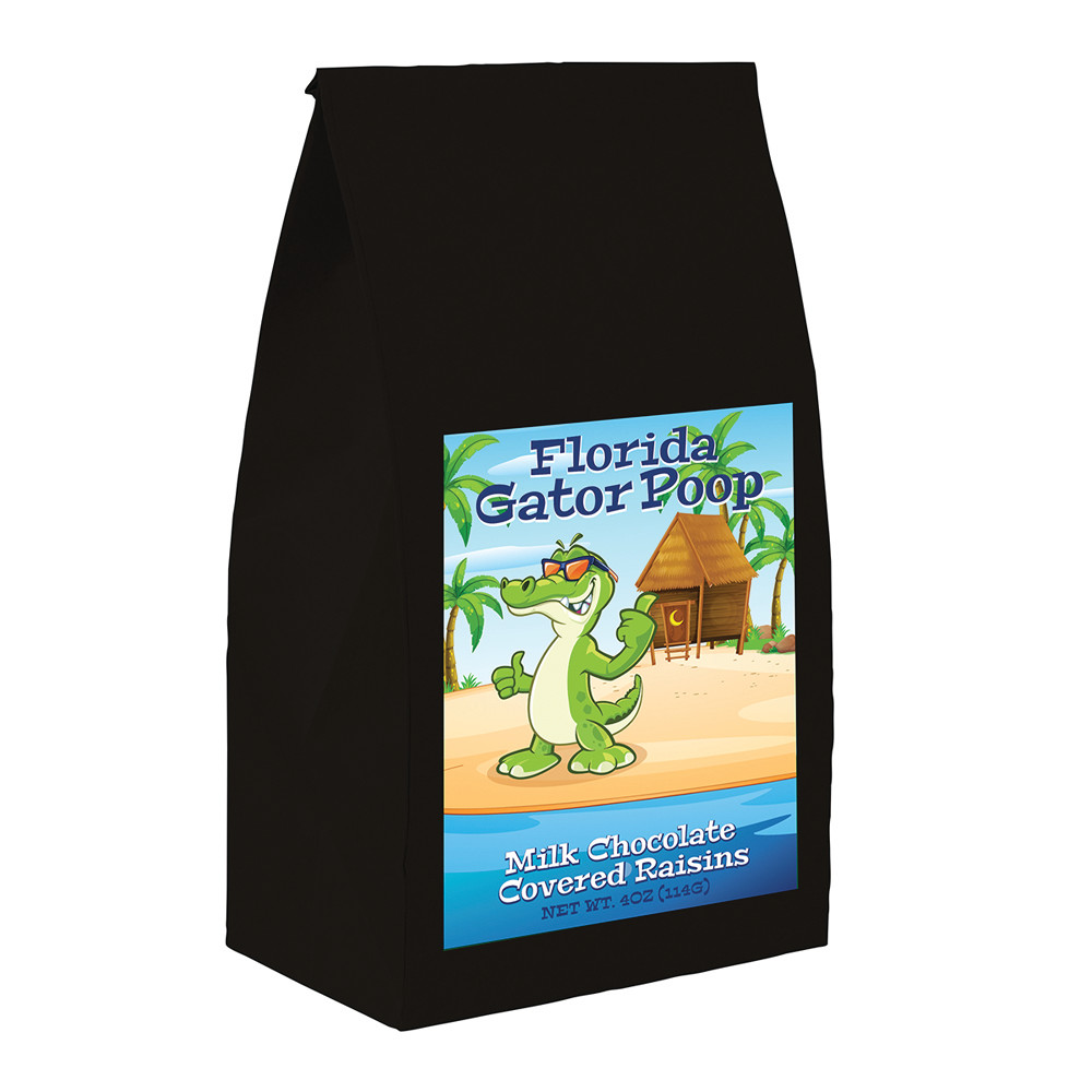 Amusemints Florida Gator Poop Milk Chocolate Raisins 4oz Bag | Nassau Candy