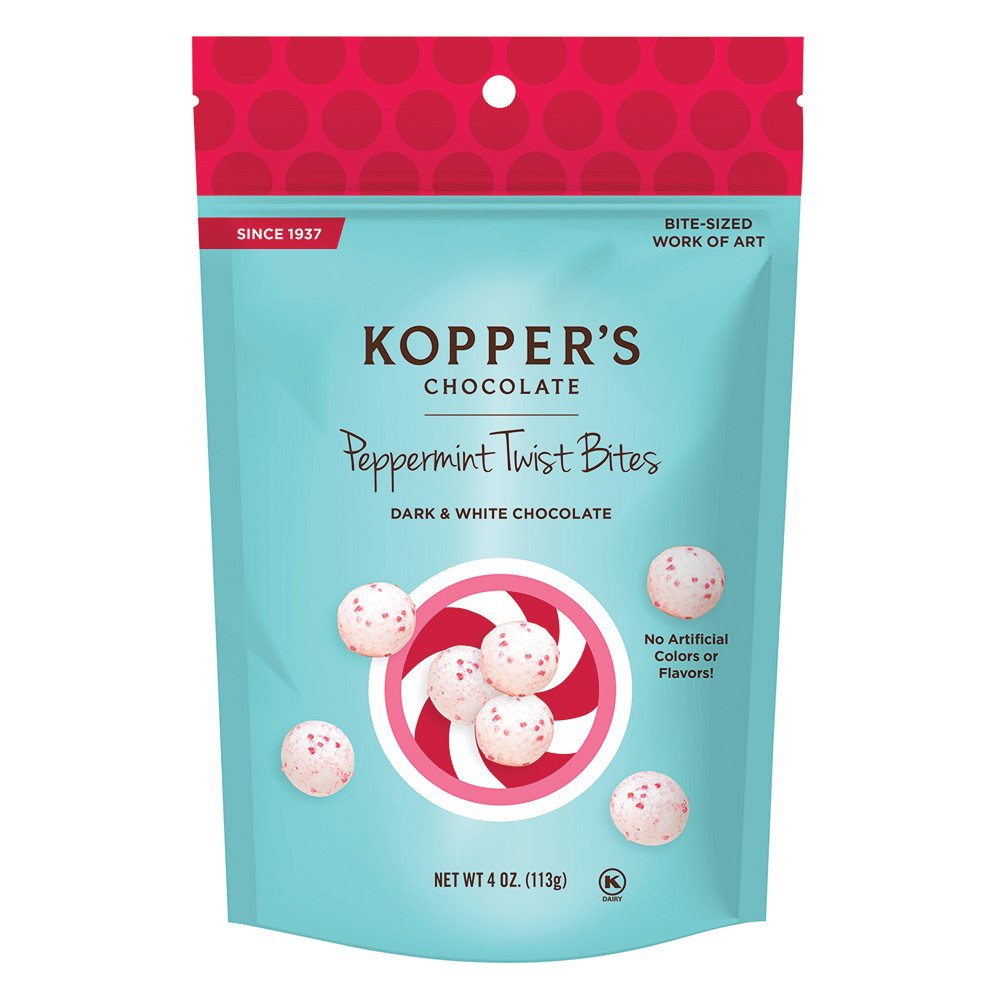 Kopper's Peppermint Twist Bites 4 oz Pouch | Nassau Candy