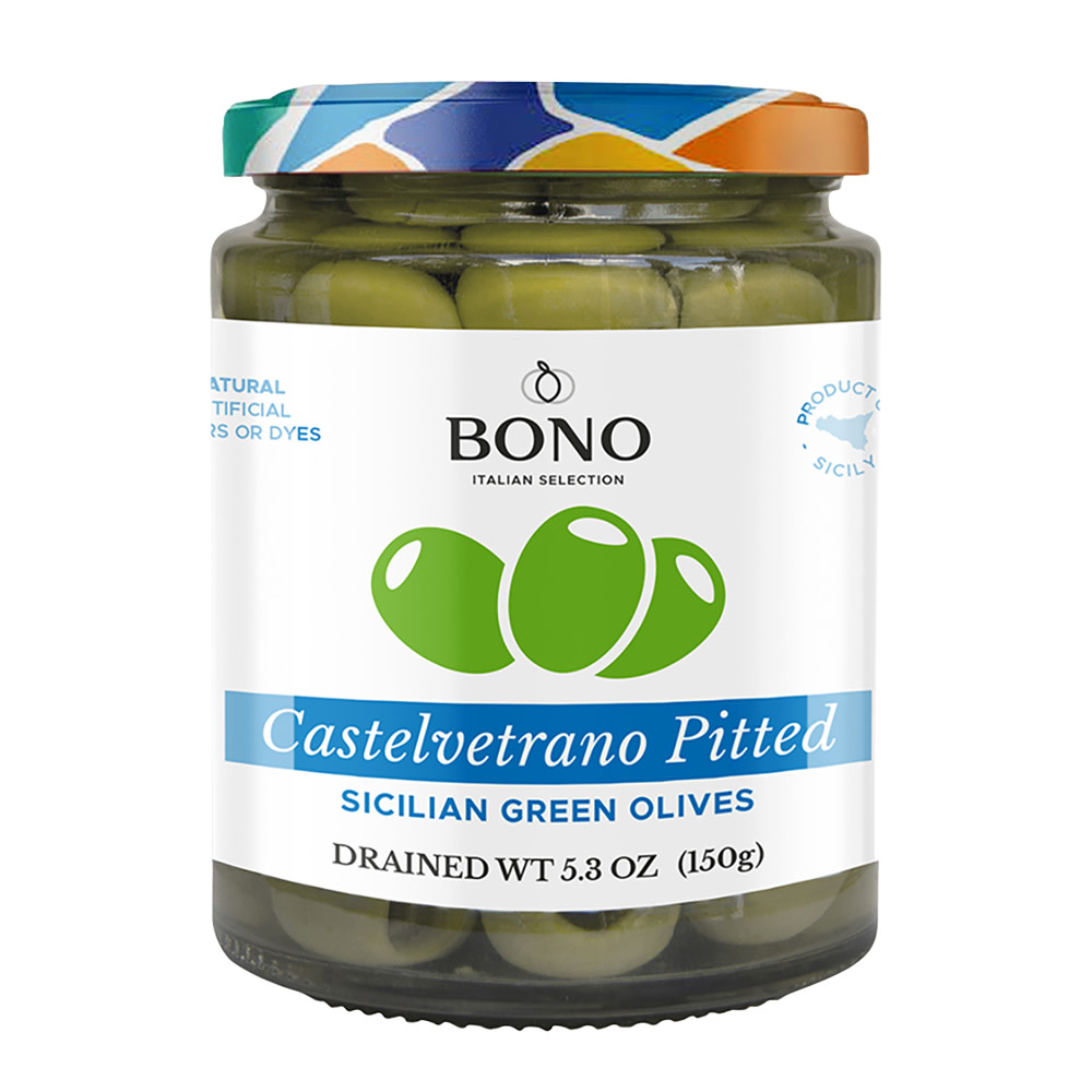 Bono Castelvetrano Sicilian Pitted Green Olives 5.3 oz Jar | Nassau Candy