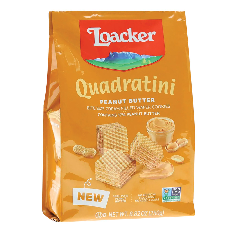 Loacker Peanut Butter Quadratini Bag 8.82 oz Pouch | Nassau Candy