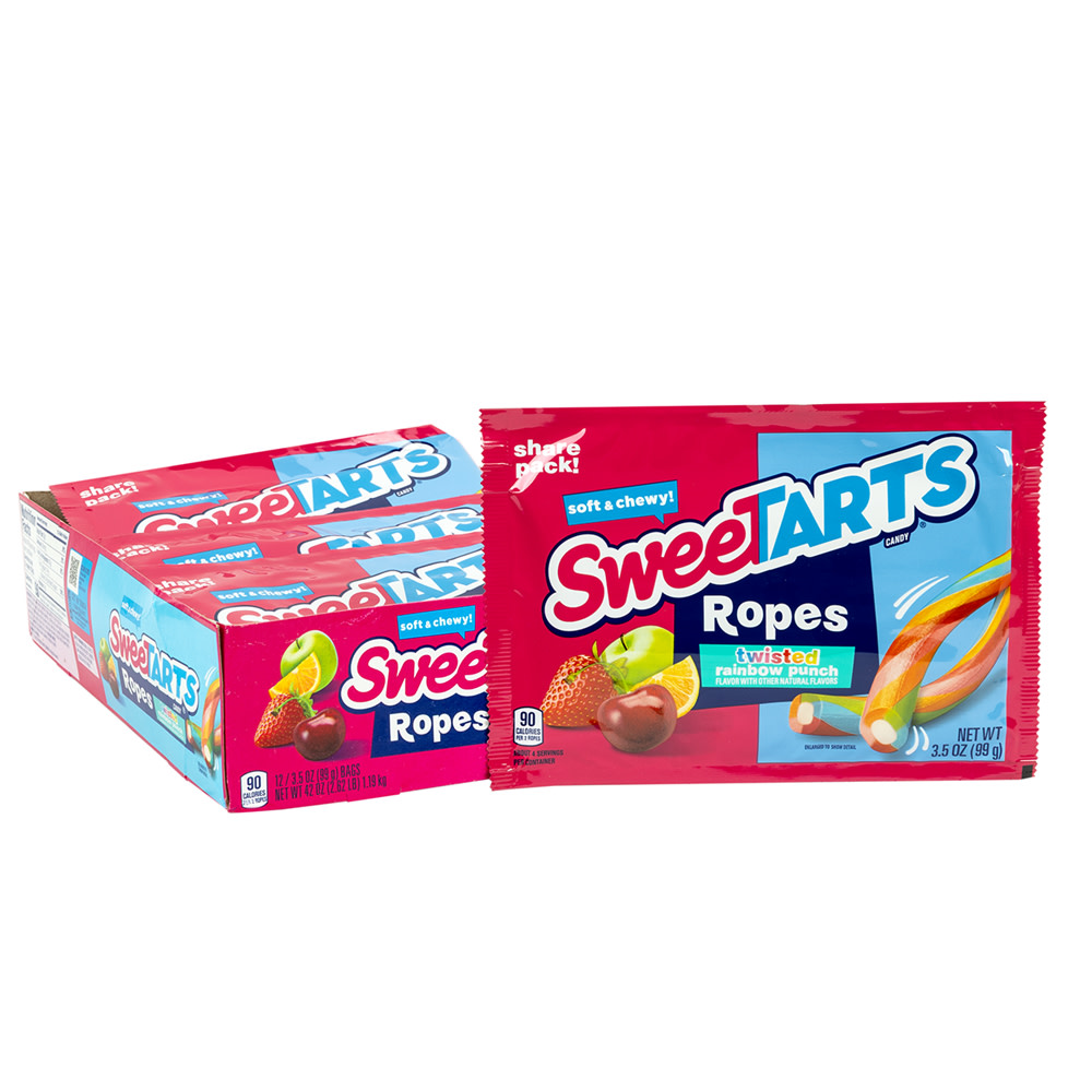 Sweetarts Rainbow Punch Ropes 3.5 oz Bag | Nassau Candy
