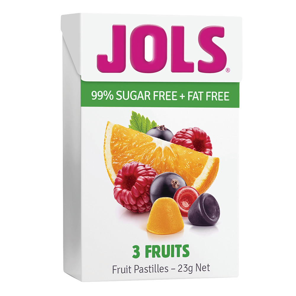 Jols Sugar Free Fruit Pastilles 3 Fruits .88 oz | Nassau Candy
