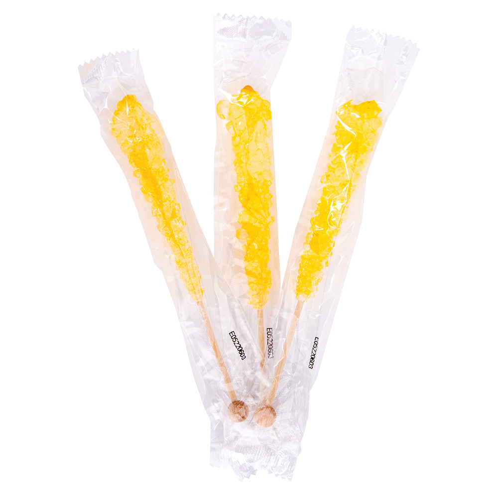 Clever Candy Lemon Wrapped Rock Candy Sticks | Nassau Candy