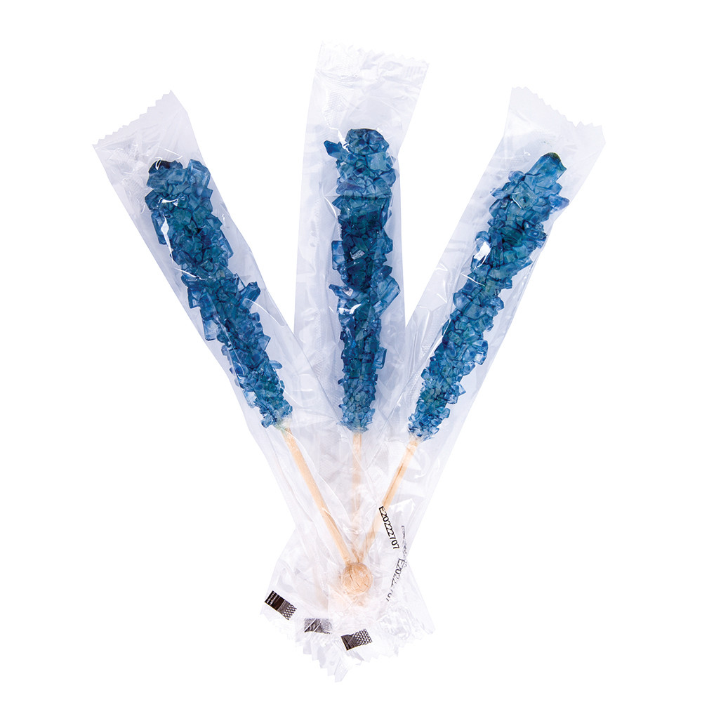Clever Candy Royal Blue Wrapped Rock Candy Sticks | Nassau Candy