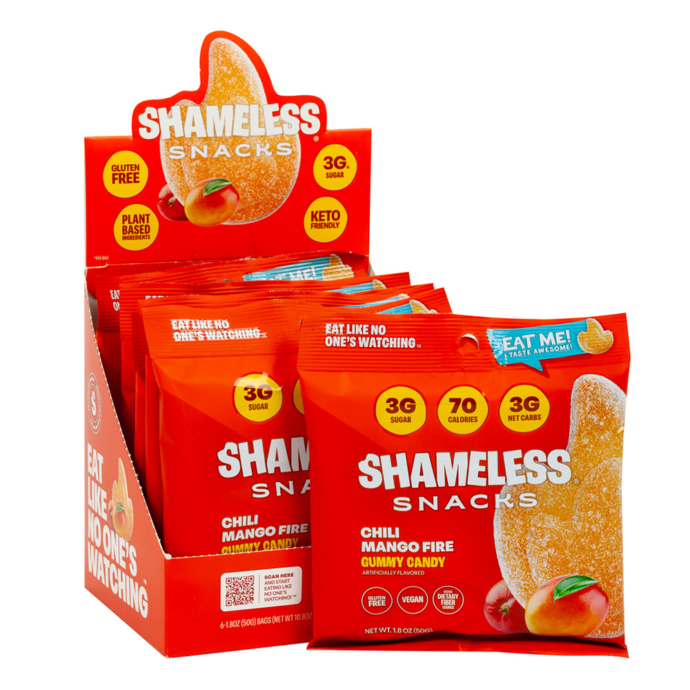 Shameless Snacks Chili Mango Fire Gummy Candy Bag | Nassau Candy