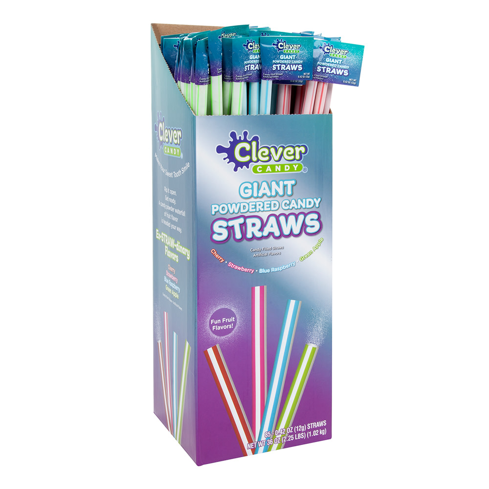 Clever Candy Assorted Giant Powdered Candy Straws 0.42 oz | Nassau Candy