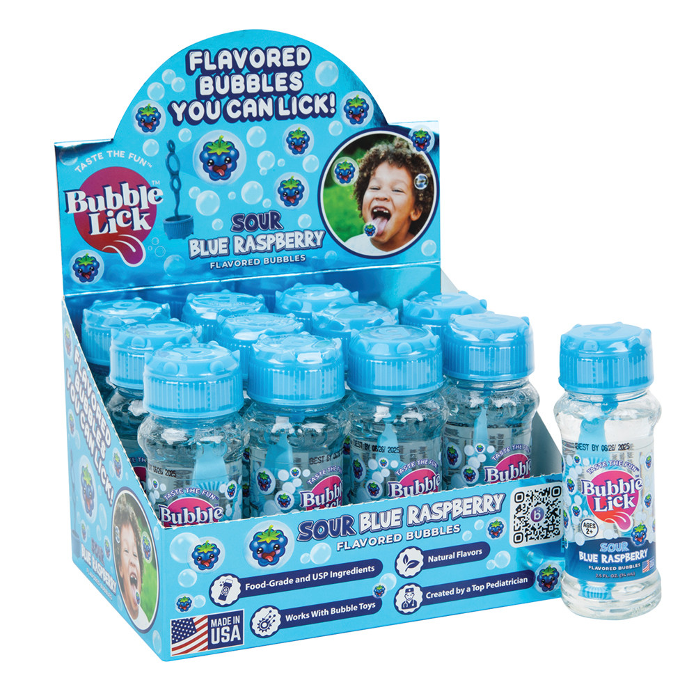 BubbleLick Sour Blue Raspberry Flavored Bubbles | Nassau Candy