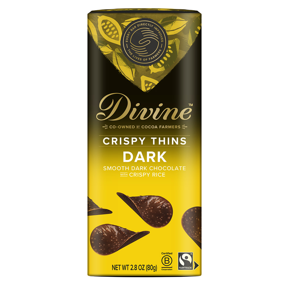 Divine Dark Chocolate Crispy Thins 2.8 oz Box | Nassau Candy