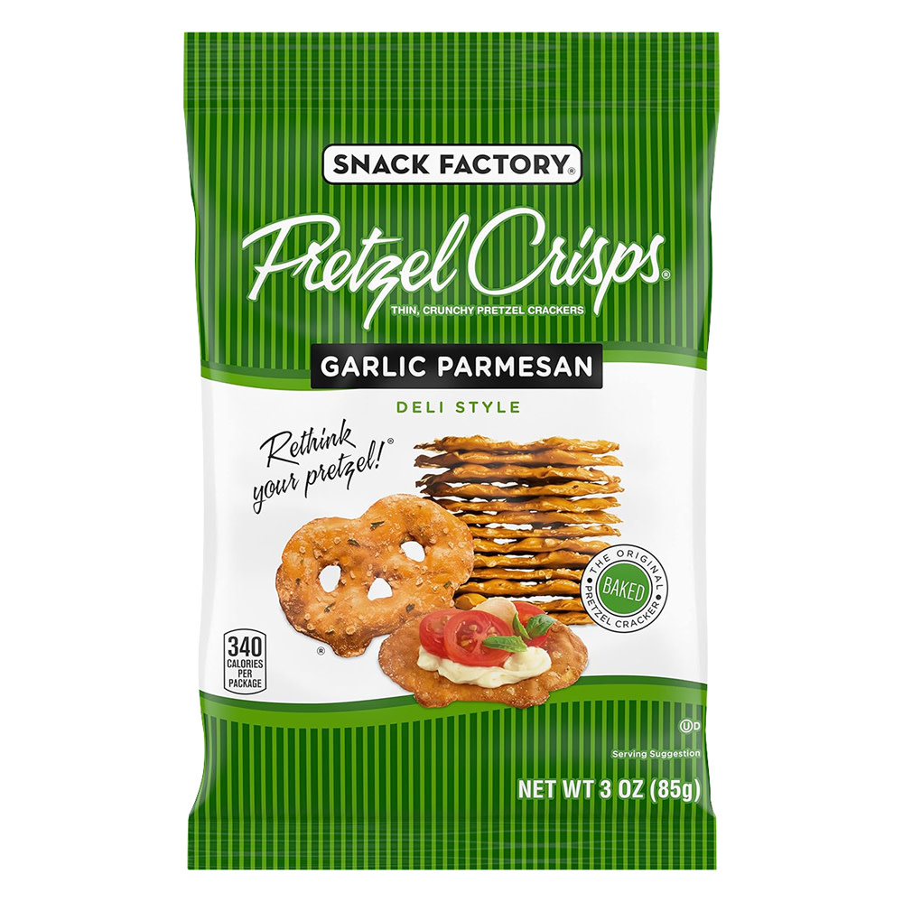 Garlic Parmesan Pretzel Crisps 3 oz Bag | Nassau Candy