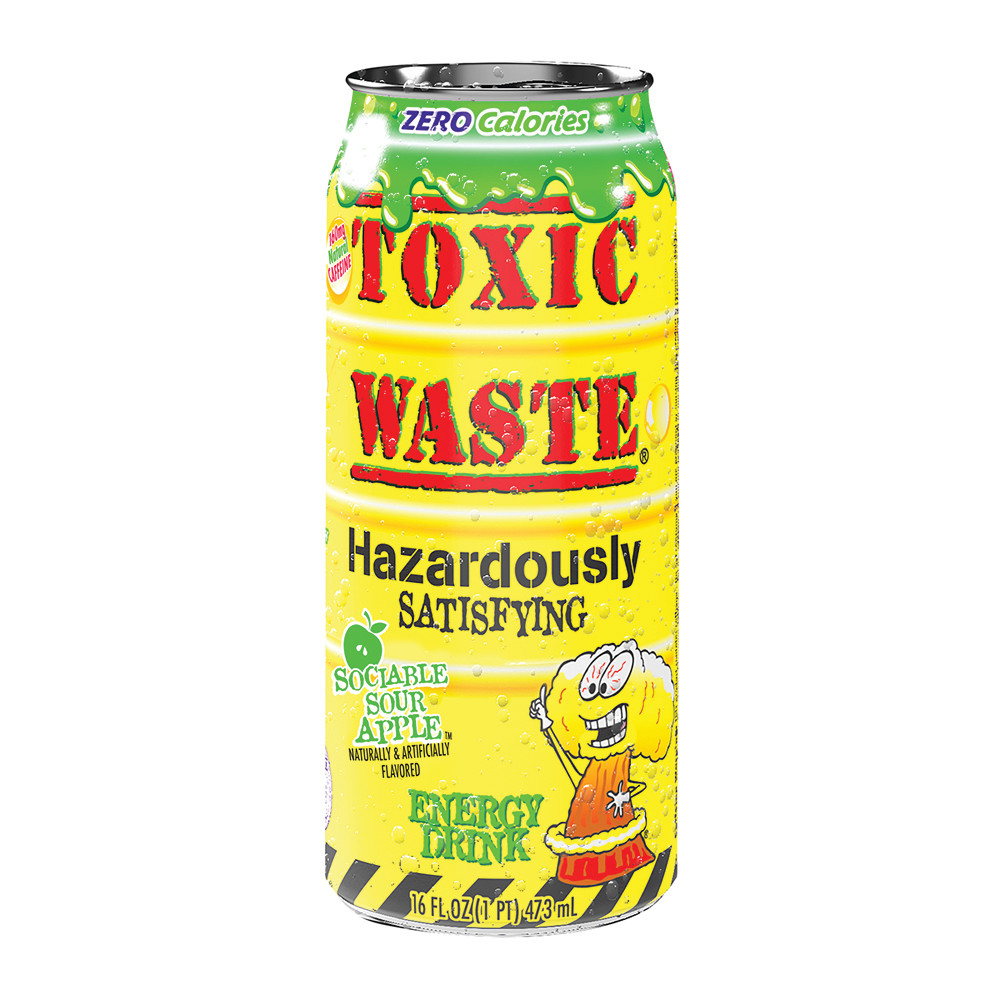 Toxic Waste Sociable Sour Apple Energy Drink 16 oz Can | Nassau Candy