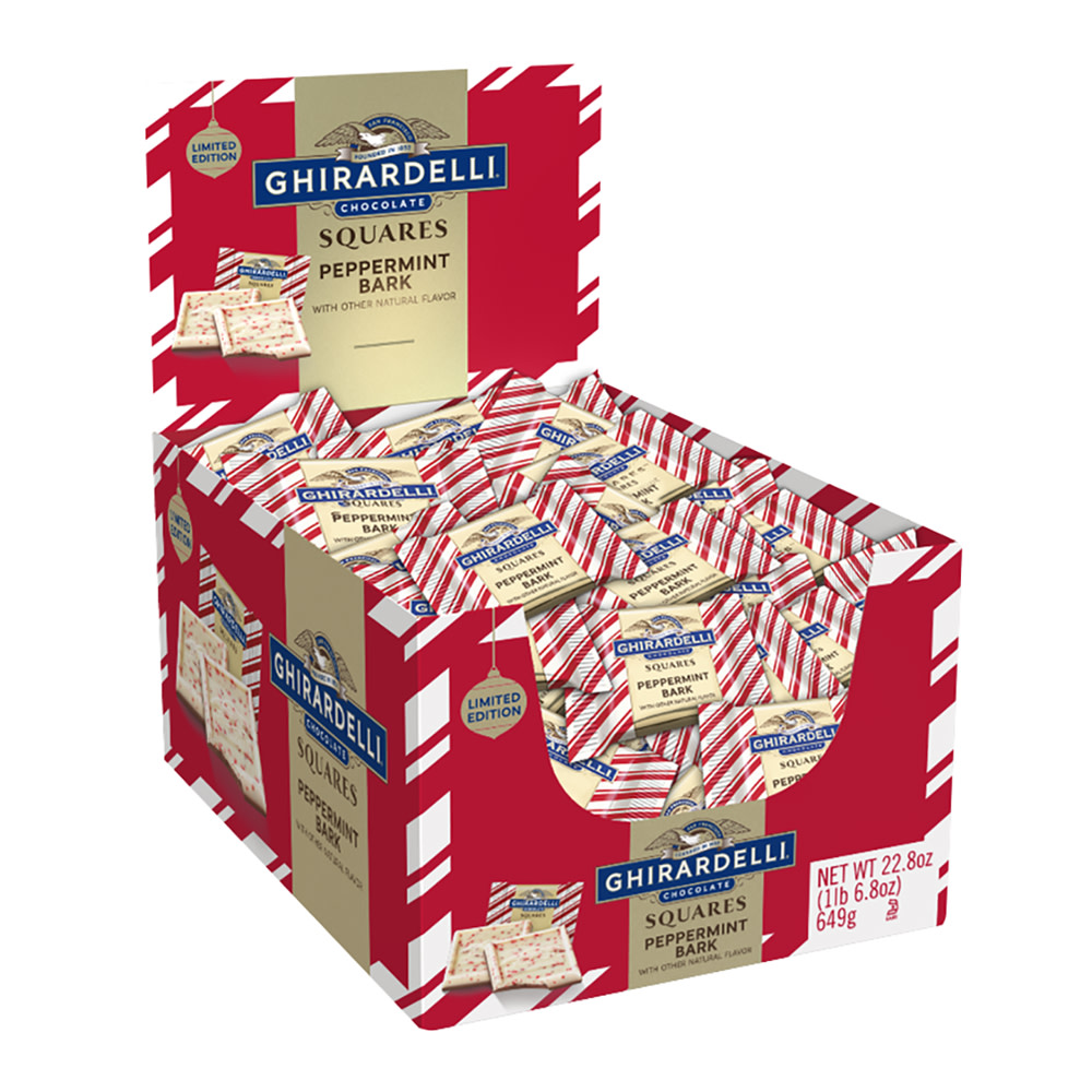 Ghirardelli Peppermint Bark Squares Counter Display | Nassau Candy