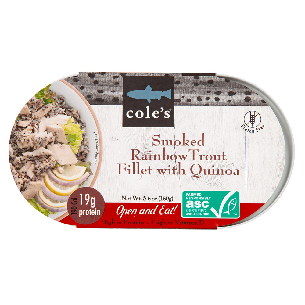 Cole’s Rainbow Trout Smoked with Quinoa 5.6 oz Tin | Nassau Candy