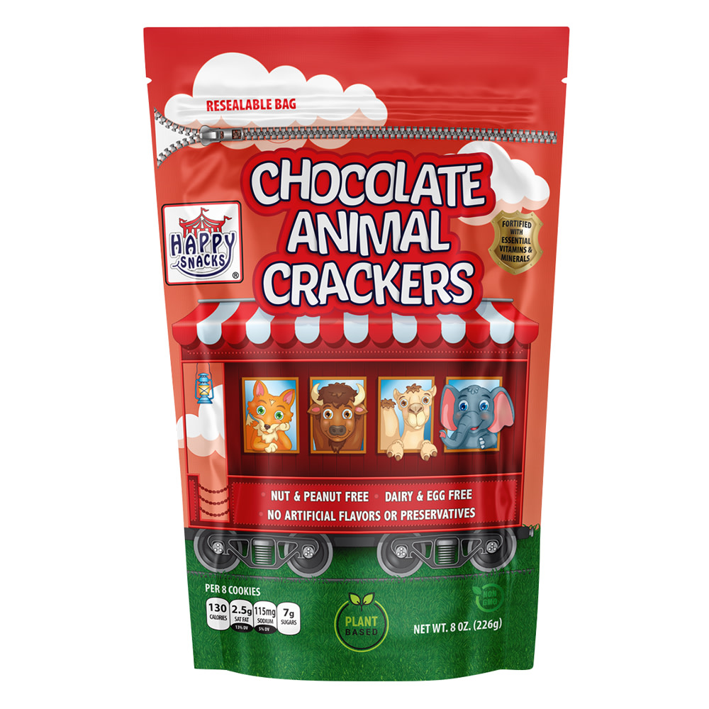 Happy Snacks Chocolate Animal Crackers 8 oz Pouch | Nassau Candy