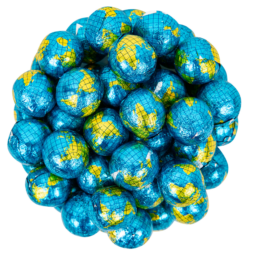 Foiled Milk Chocolate World Globe Balls | Nassau Candy