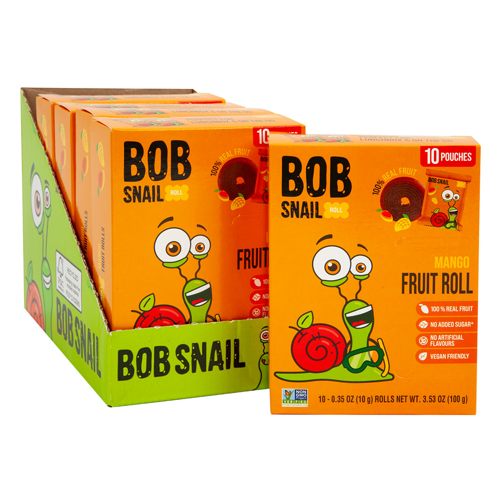 Bob Snail Mango Fruit Roll 3.53 oz Wrap 10 Count Box | Nassau Candy