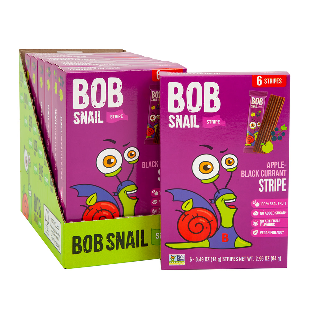 Bob Snail Apple Black Currant Fruit Stripe 2.96 oz Box | Nassau Candy