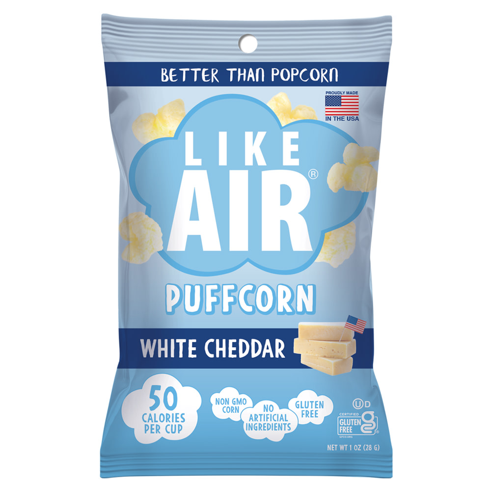 Like Air White Cheddar Puffcorn 1 oz Bag | Nassau Candy