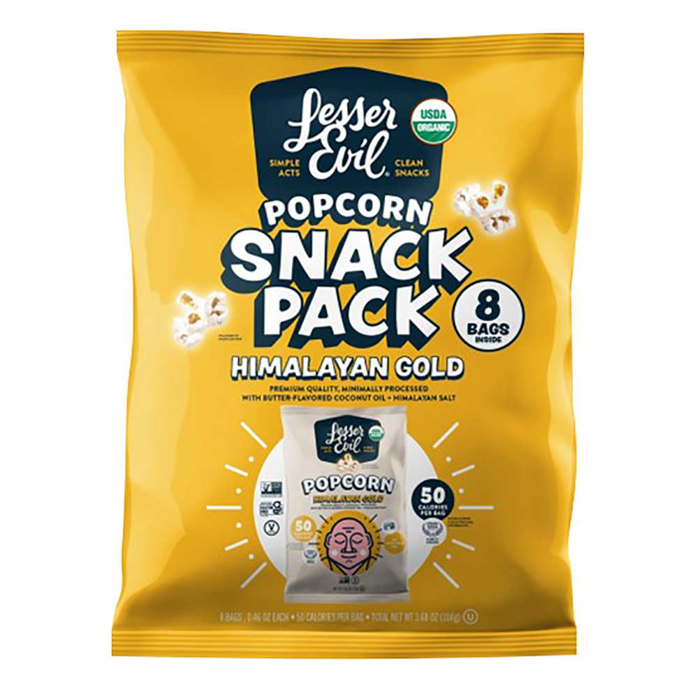 Lesser Evil Popcorn Himalayan Gold Snack Pack 8 Count Bag | Nassau Candy