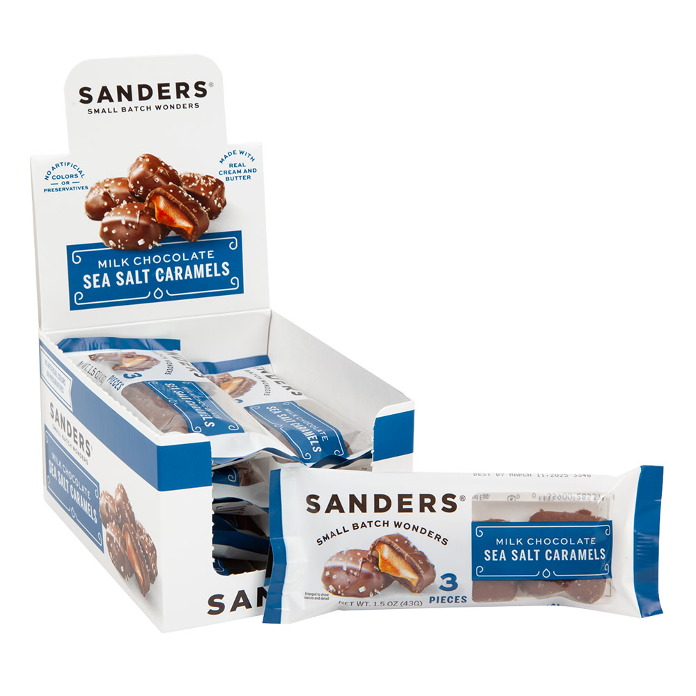 Sanders Milk Chocolate Sea Salt Caramel 3 Piece 1.5 oz Bag | Nassau Candy