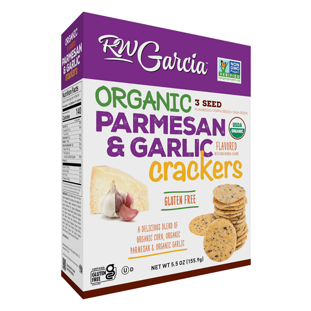 RW Garcia Parmesan & Garlic Crackers 5.5 oz Box | Nassau Candy