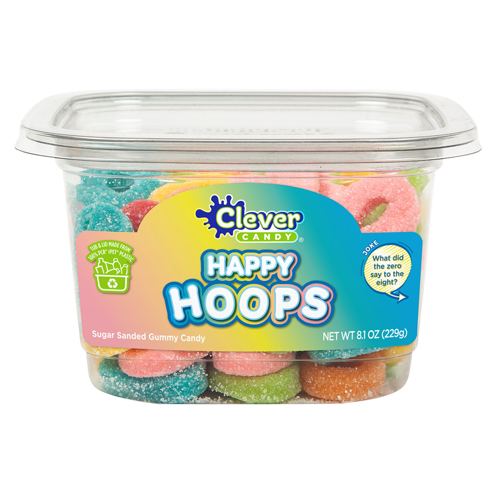 Clever Candy Happy Hoops Sour Gummy Loops 8.1 oz Tub | Nassau Candy