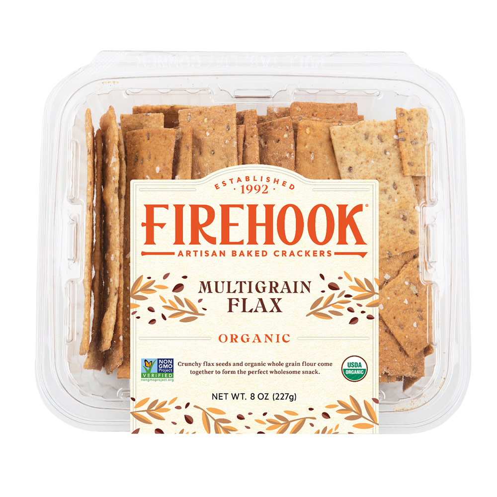 Firehook Multigrain Flax Crackers 8 oz Tub | Nassau Candy