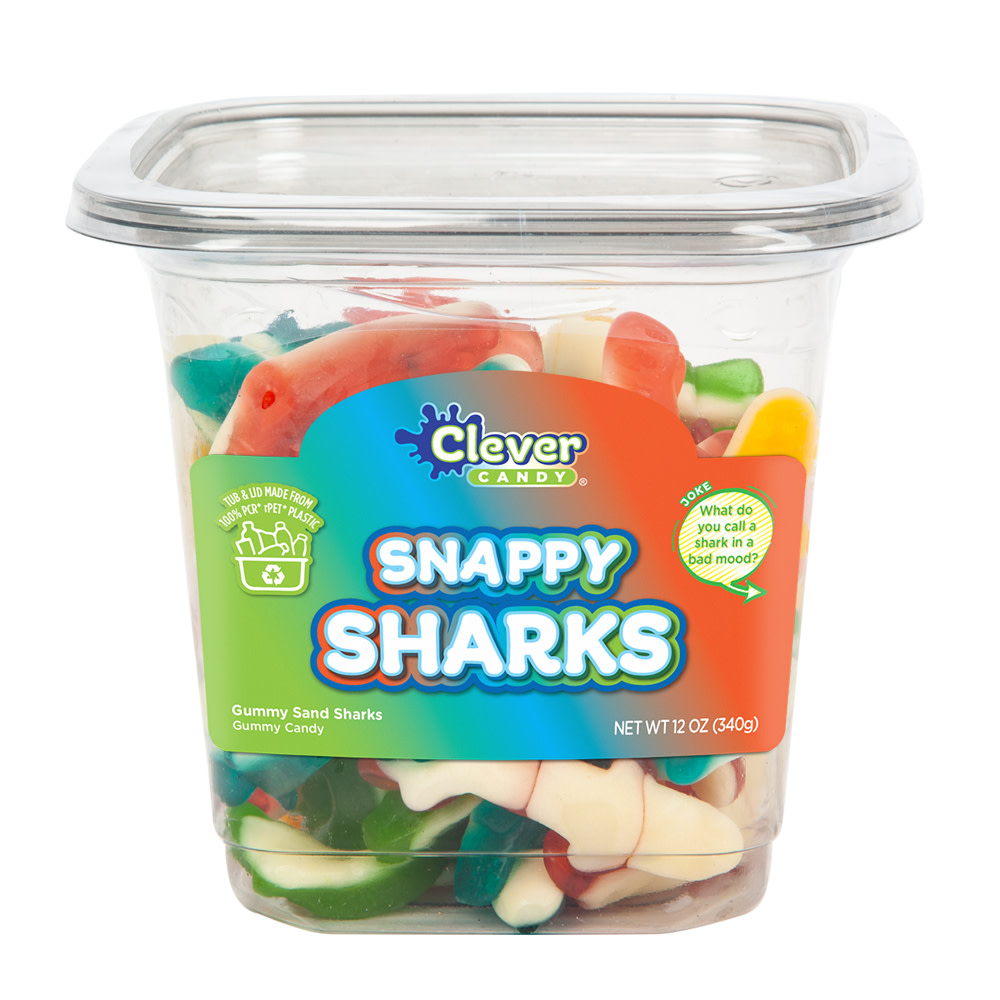 Clever Candy Snappy Sharks Gummy Sharks 12 oz Tub | Nassau Candy