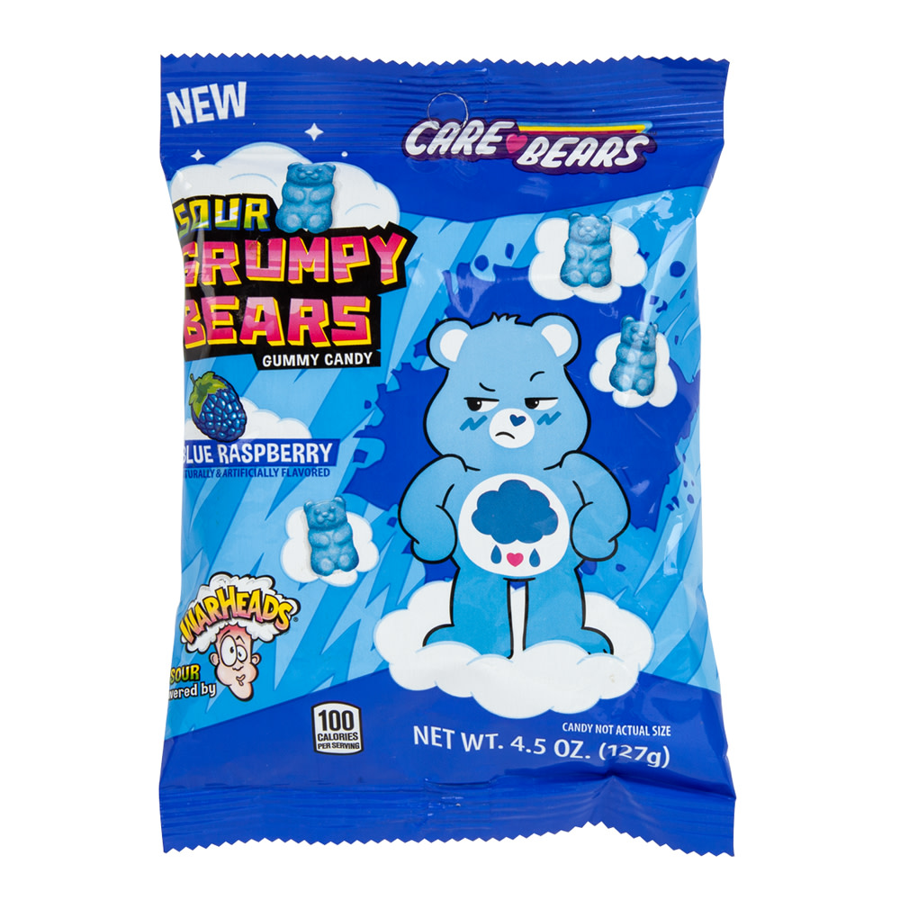 Care Bears Warheads Sour Grumpy Bears 4.5 oz Peg Bag | Nassau Candy