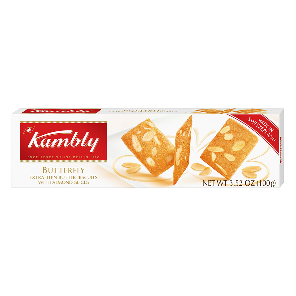 Kambly Swiss Butterfly Biscuits with Almond 3.5 oz Box | Nassau Candy