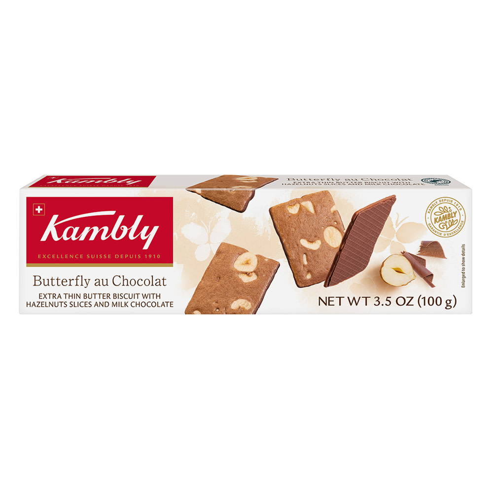 Kambly Swiss Butterfly Chocolat Biscuits Hazelnut Box | Nassau Candy