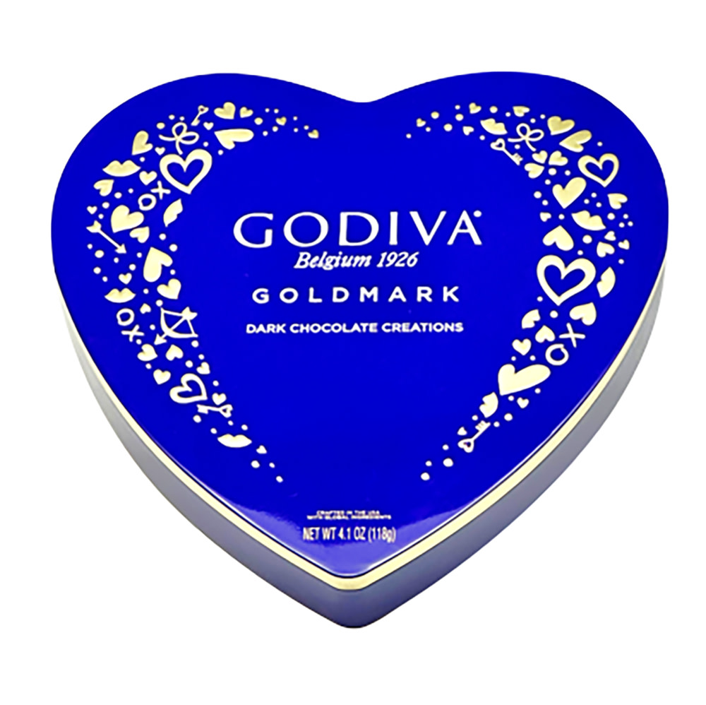 Godiva Goldmark 14 Piece Dark Chocolate Heart Tin | Nassau Candy