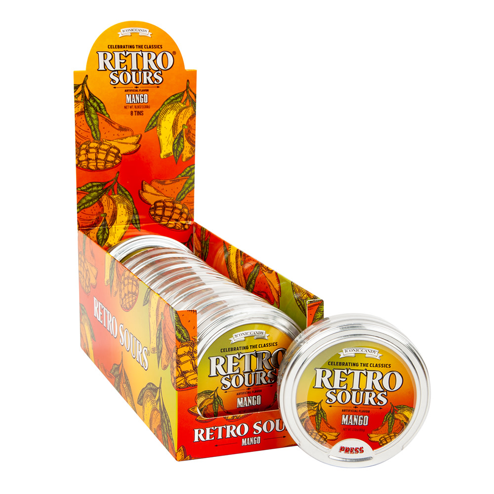 Retro Sours Mango 2.12 oz Tin | Nassau Candy