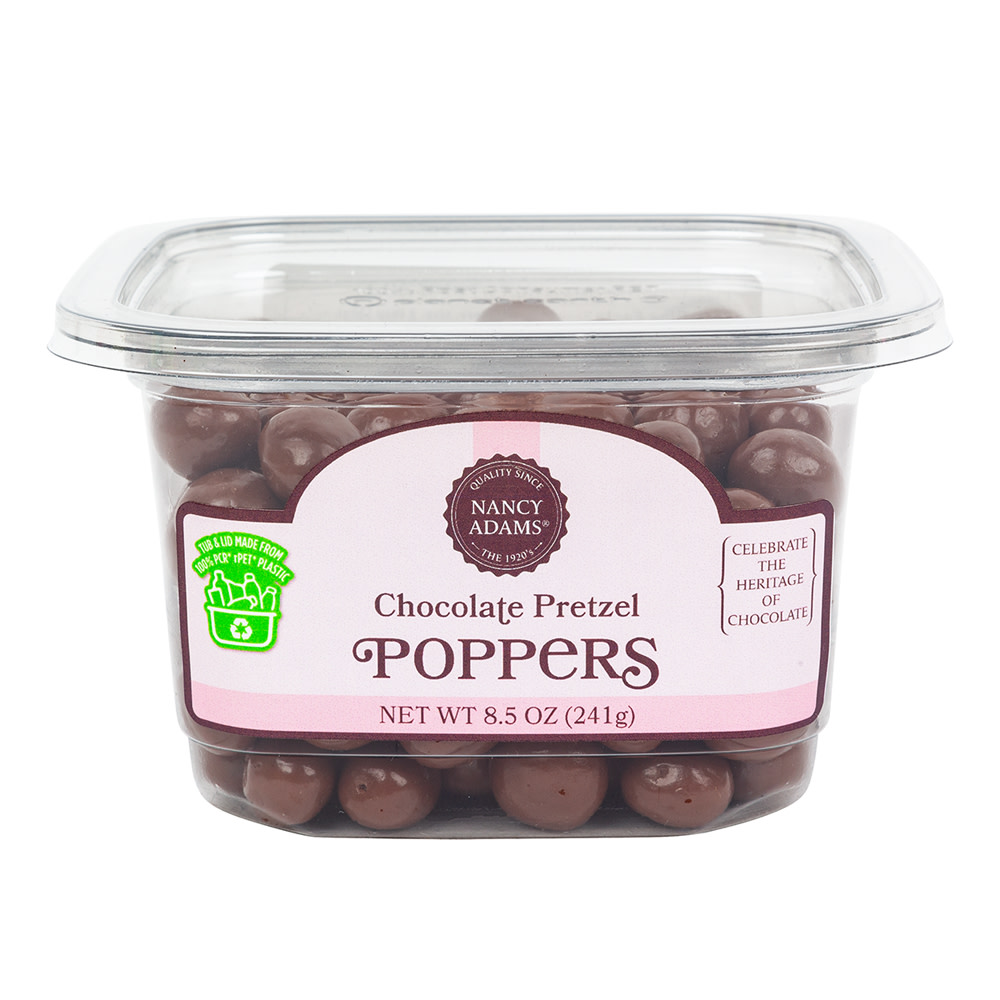 Nancy Adams Chocolate Pretzel Poppers 8.5 oz Tub | Nassau Candy