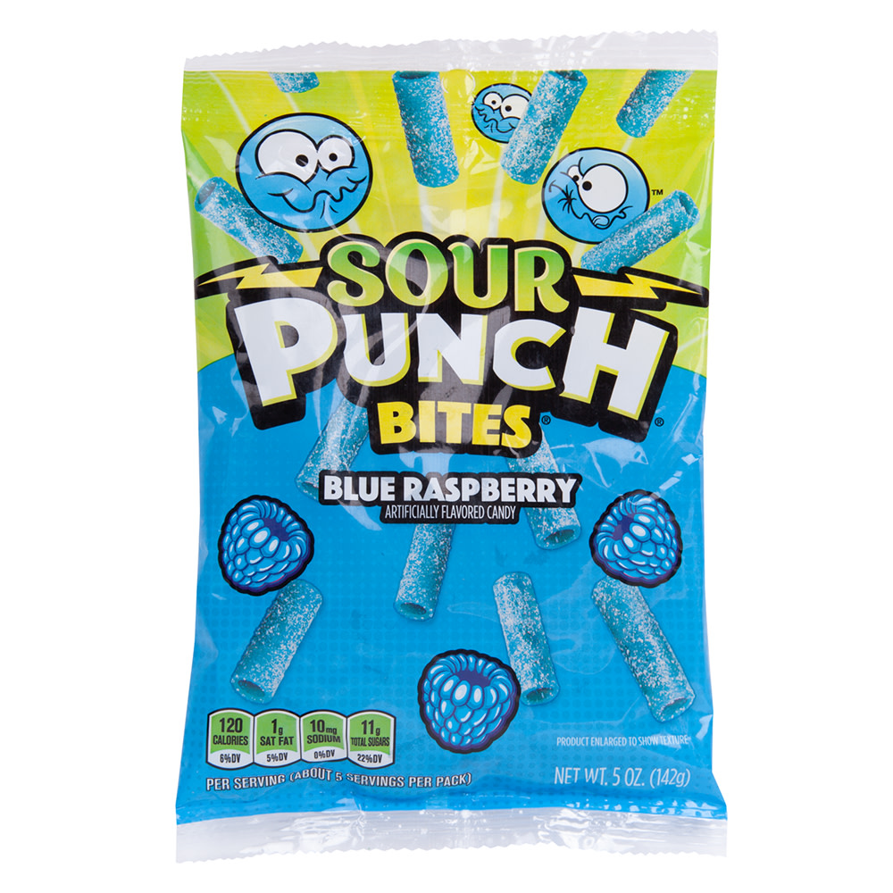 Sour Punch Blue Raspberry Bites 5 oz Peg Bag | Nassau Candy