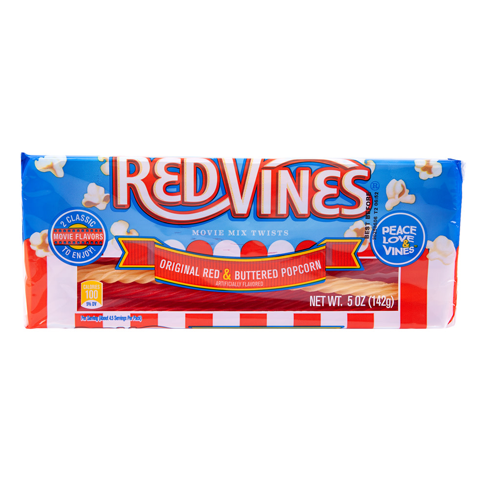 Red Vines Original Red & Buttered Popcorn 5 oz Bag | Nassau Candy