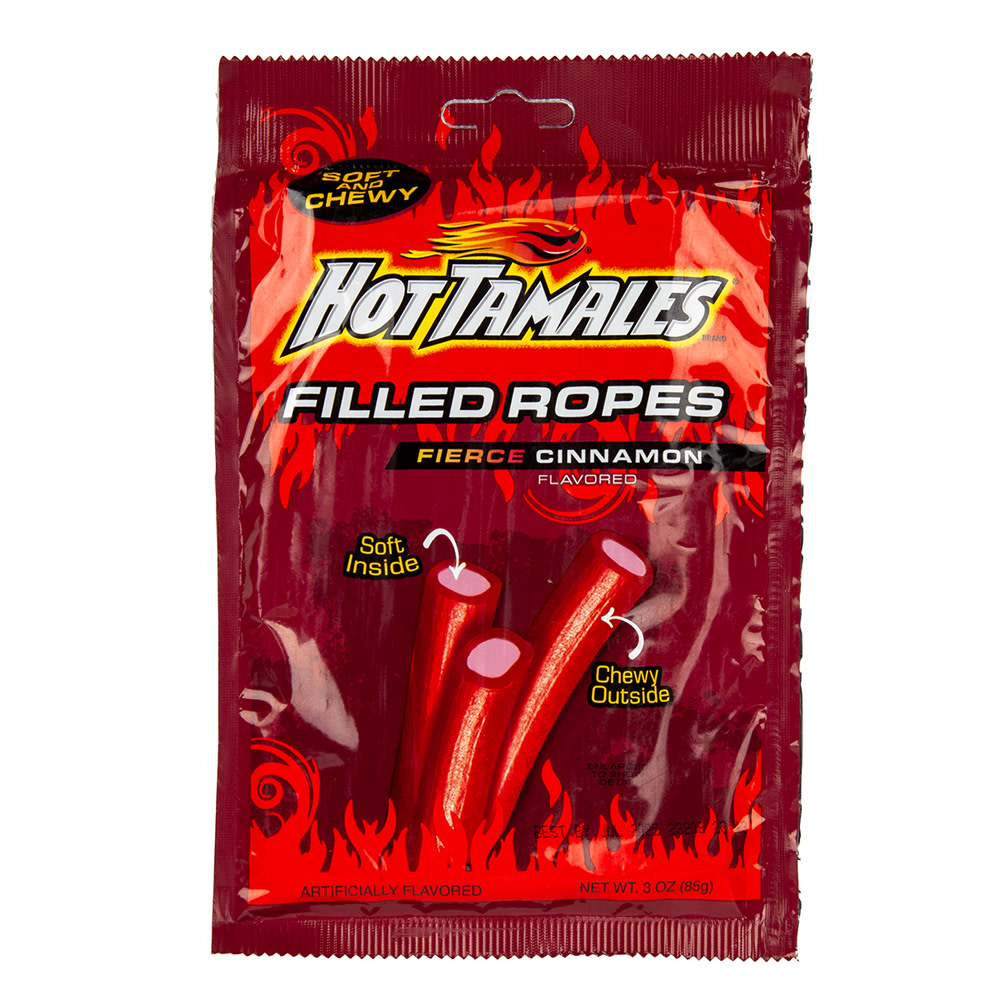 Hot Tamales Fierce Cinnamon Filled Ropes 3 oz Peg Bag | Nassau Candy