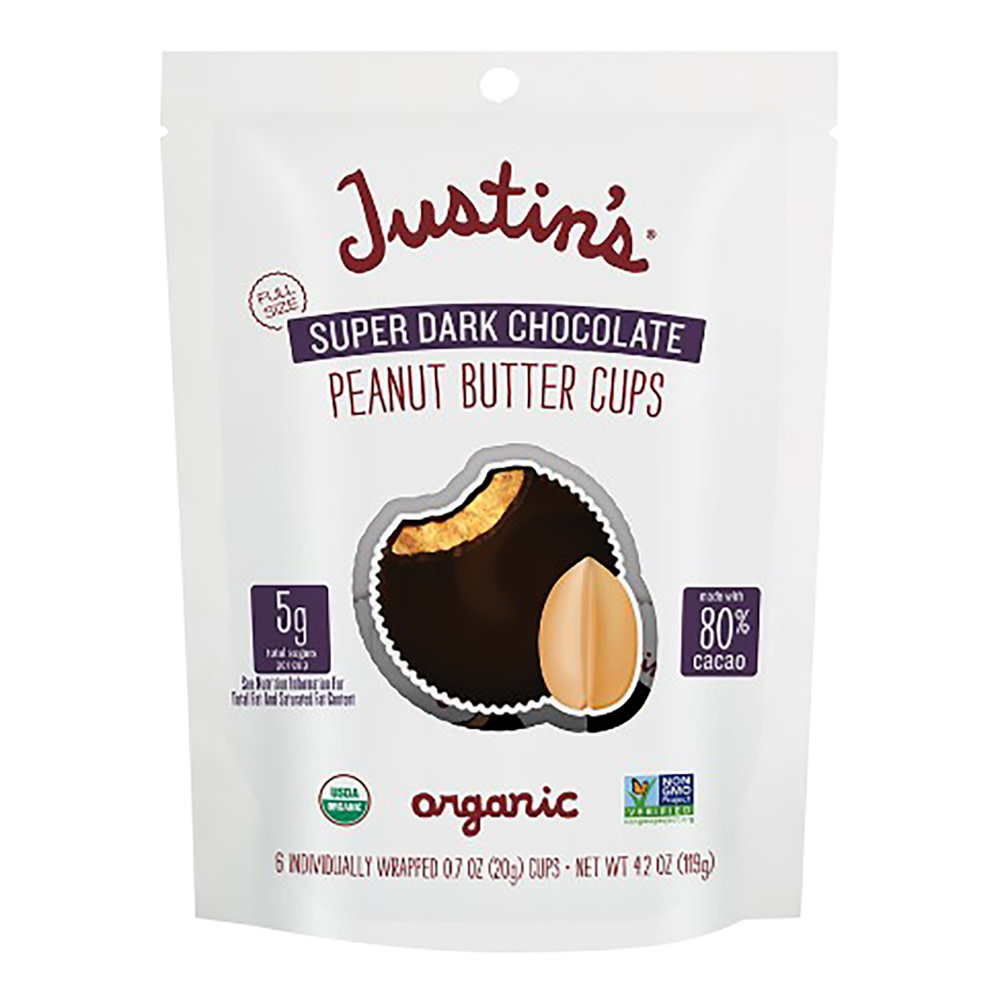Justin's Super Dark Chocolate Peanut Butter Cups Pouch | Nassau Candy