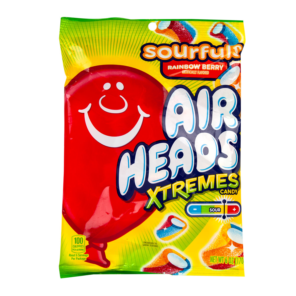 Airheads Xtremes Sourfuls Rainbow Berry Bites 6 oz Peg Bag | Nassau Candy