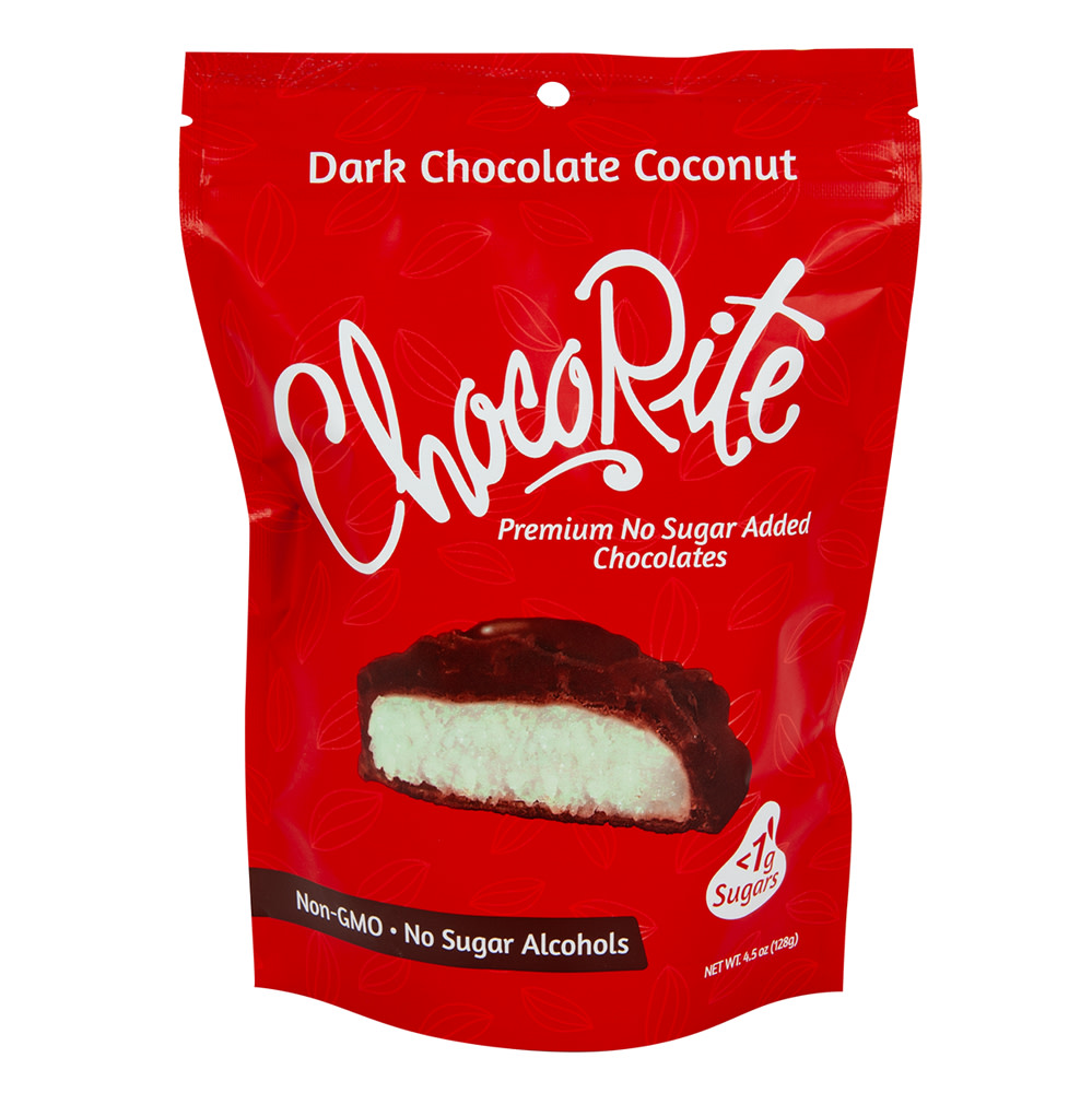 ChocoRite Dark Chocolate Coconut 4.5 oz Bag | Nassau Candy