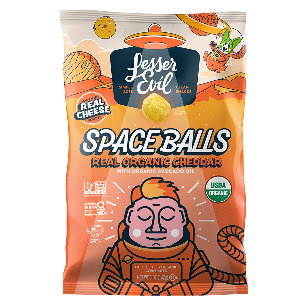Lesser Evil Spaceballs Real Cheese 5 oz Bag | Nassau Candy
