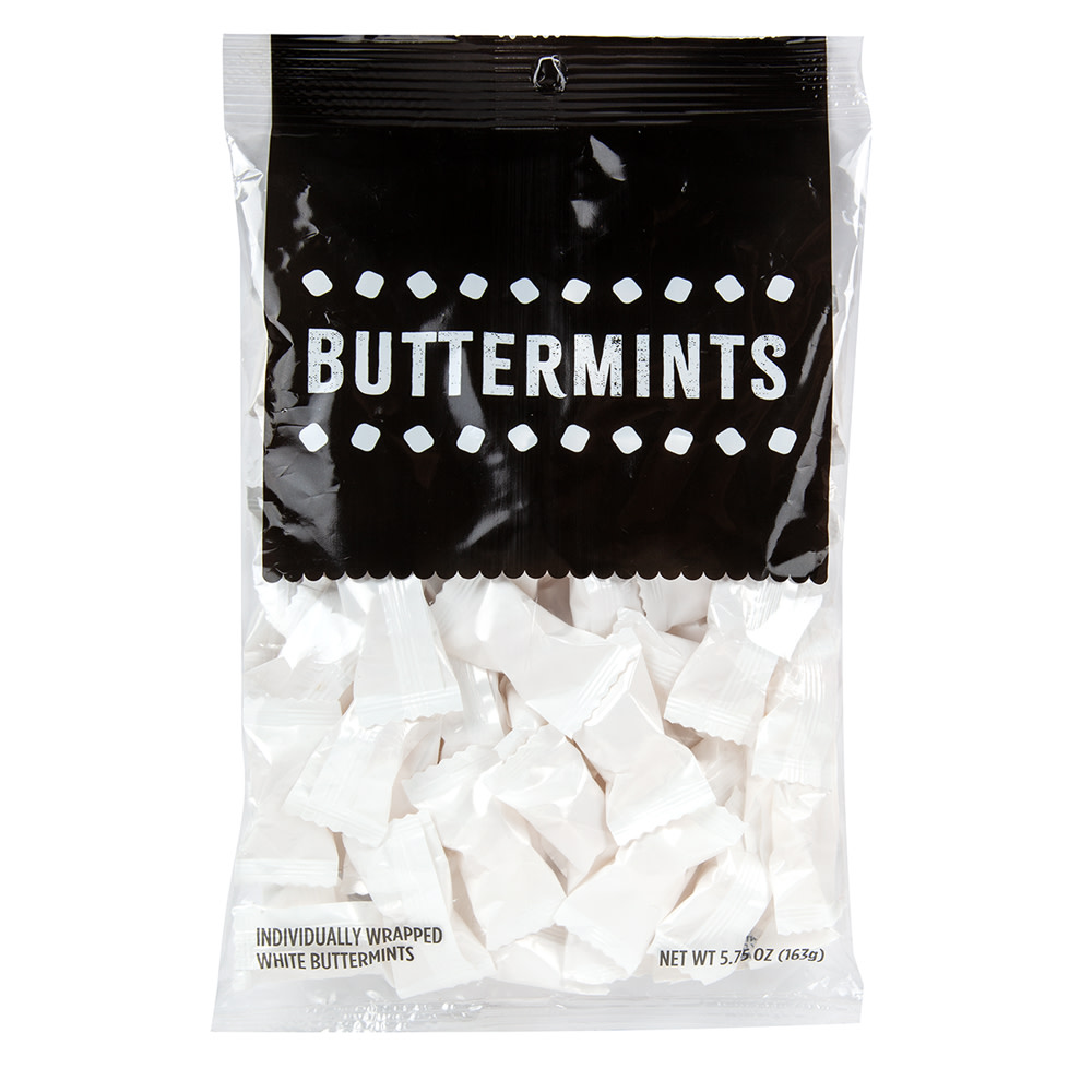 Buttermints White Wrapped 5.75 oz Peg Bag | Nassau Candy