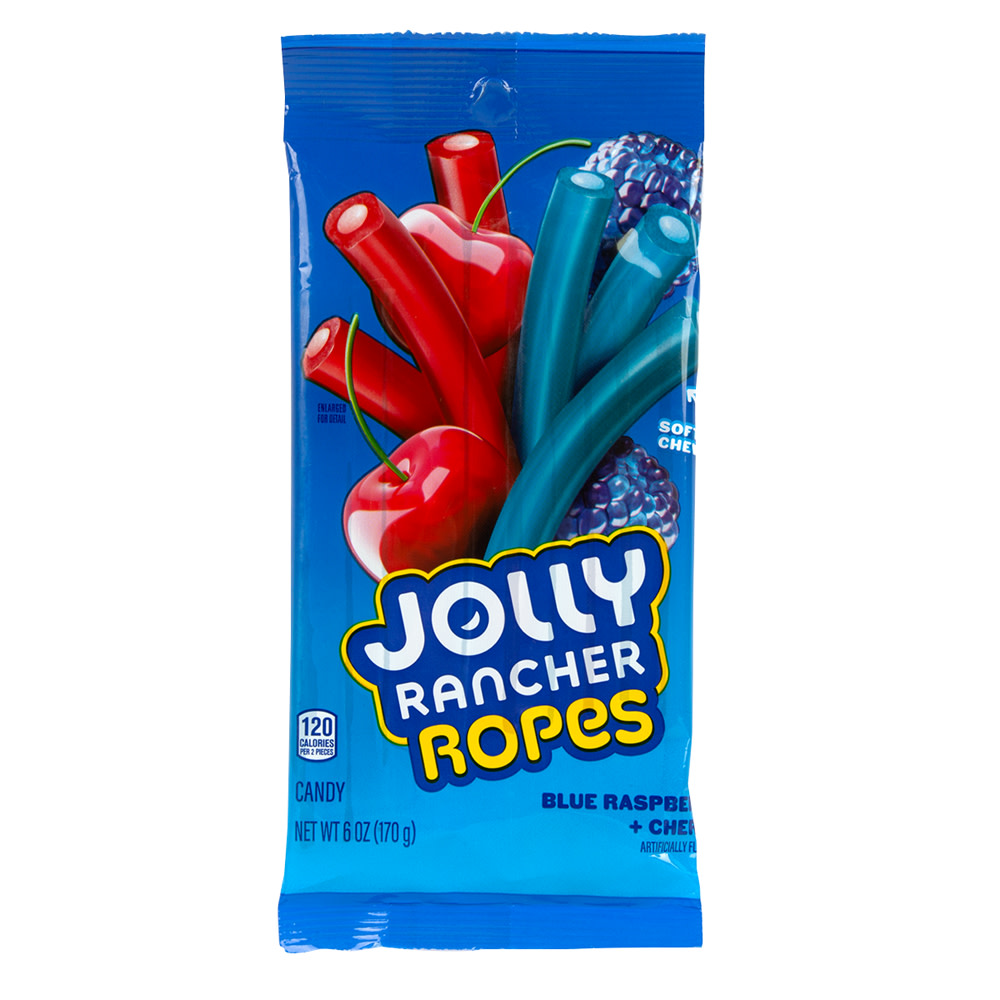 Jolly Rancher Blue Raspberry Cherry Ropes 6 oz Peg Bag | Nassau Candy