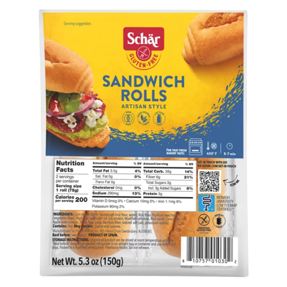 Schär Gluten-Free Sandwich Rolls Bread 5.3 oz Bag | Nassau Candy