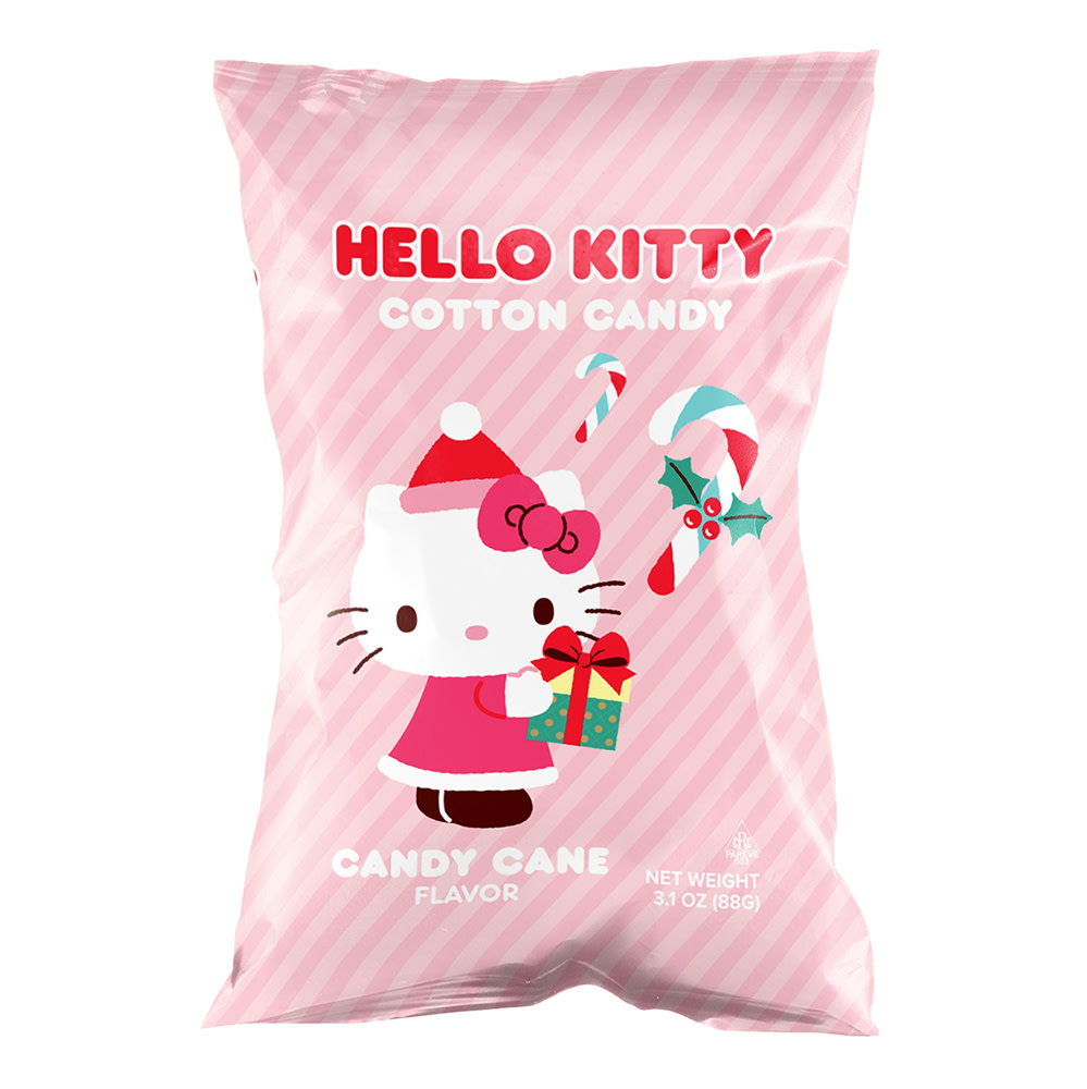 Hello Kitty Candy Cane Holiday Cotton Candy 3.1 oz Bag | Nassau Candy