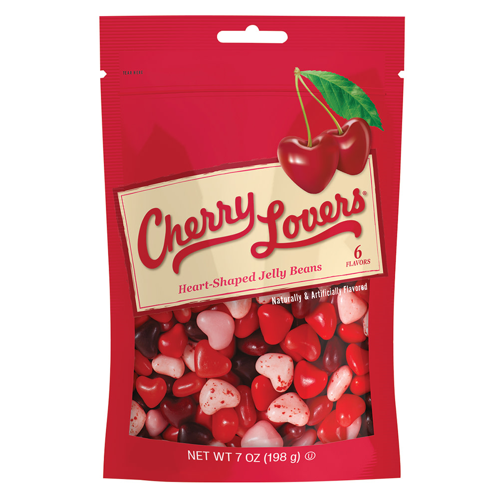 Jelly Belly Cherry Lovers Heart Jelly Beans 7 oz Pouch | Nassau Candy