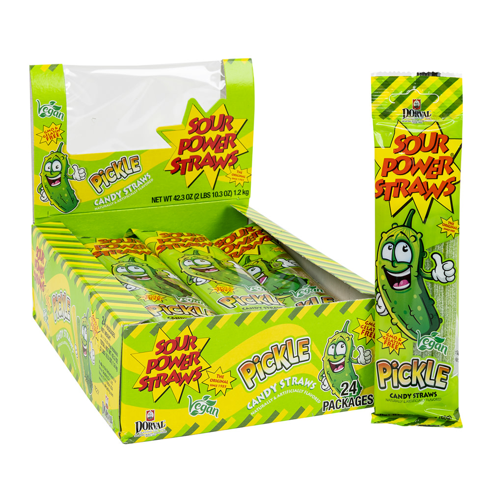 Sour Power Straws Pickle 1.75 oz | Nassau Candy