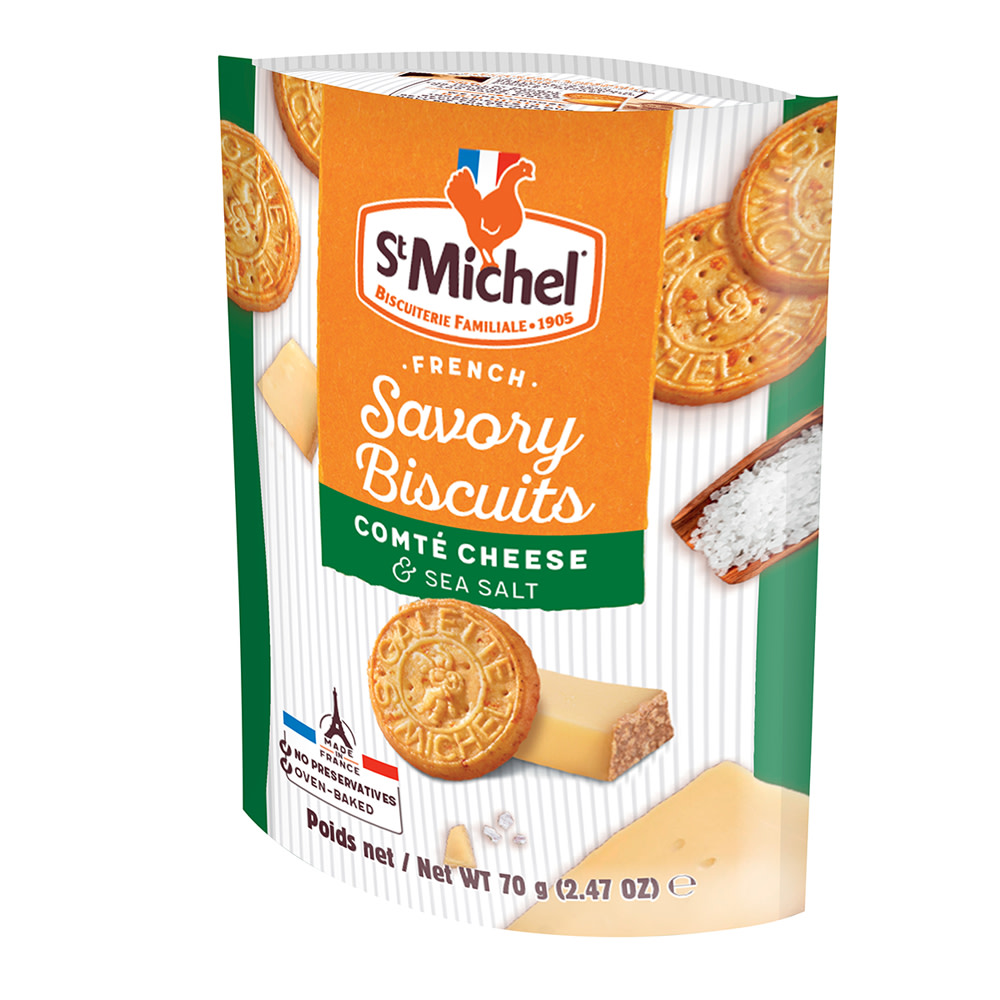 St. Michel Salty Crackers Comté Cheese & Sea Salt 3.5 oz Bag | Nassau Candy